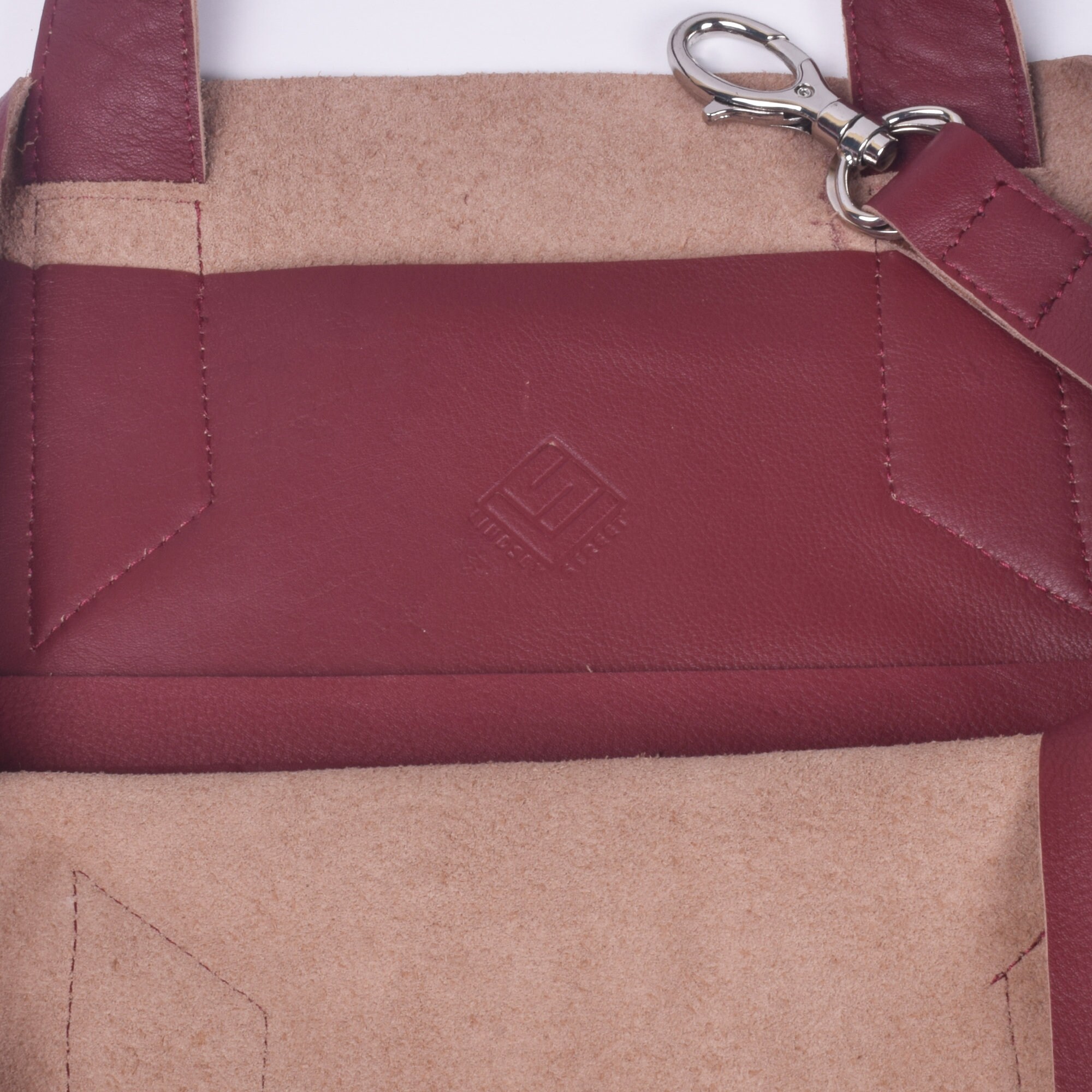 Maroon Leather Tote Bag Raw Edge Shopper Simple Purse Unlined - Etsy