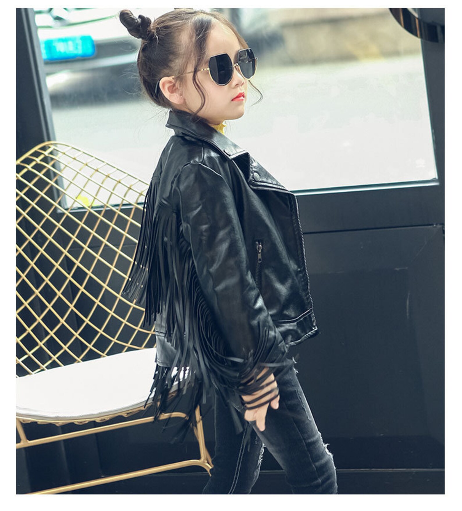 Customized Kid Girls Leather Jacket Lambskin Leather Fringe | Etsy