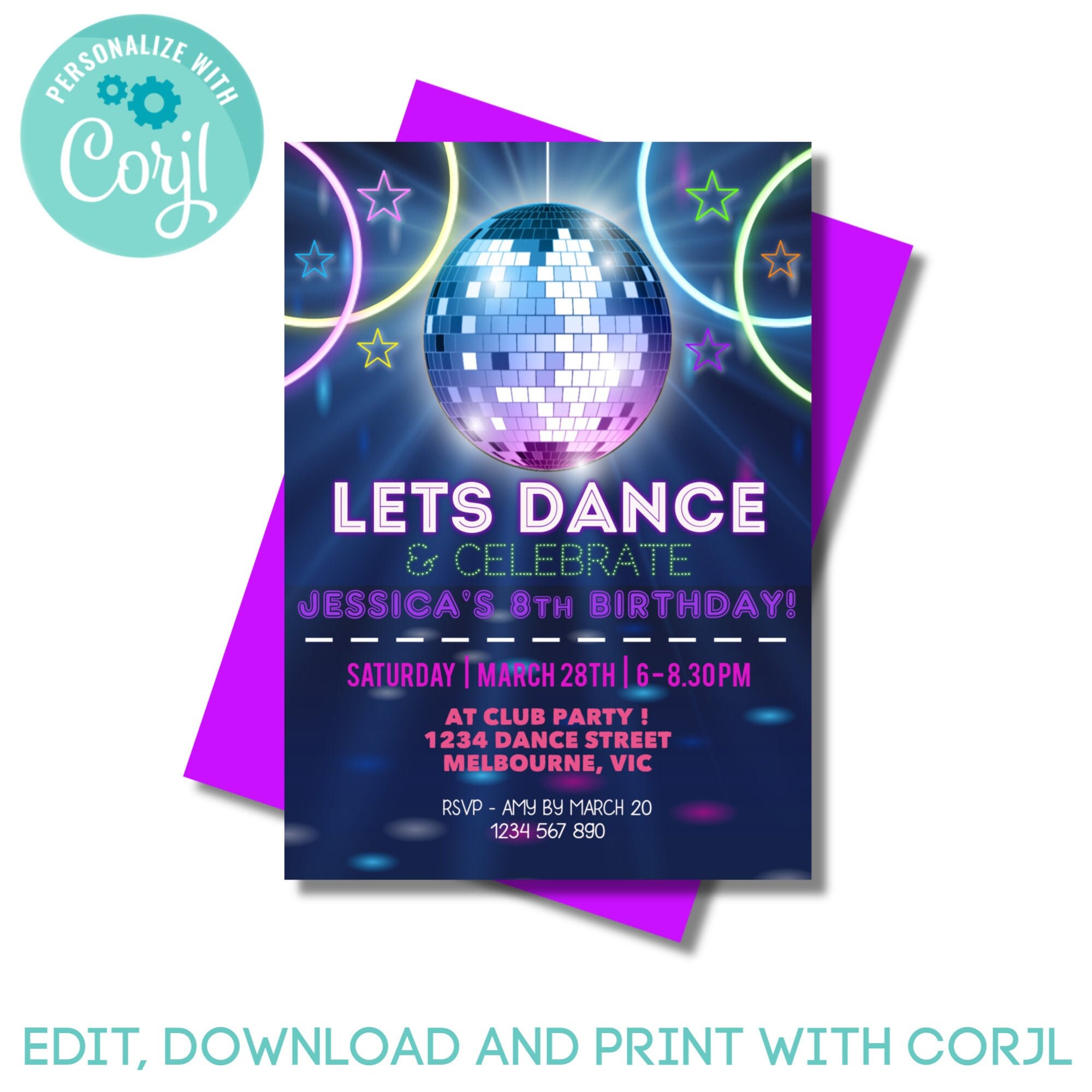EDITABLE Dance Birthday Invitation Music Birthday Party Invite Dance ...
