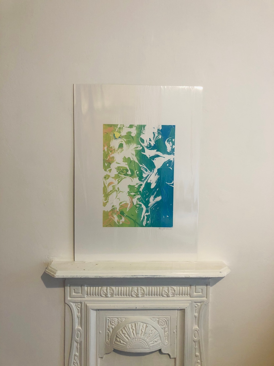 MONO SWIRL 2 • Original Hand Screenprint, Rainbow Blue Green Yellow ...