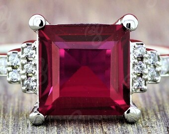 Princess Cut Ruby - Etsy