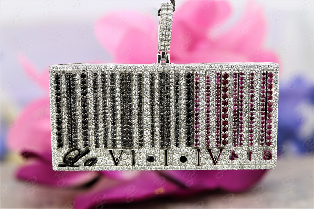 2.0 Company Bar-code Pendant With Color Stone Custom - Etsy