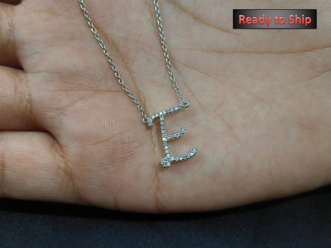 E Alphabet Diamond Pendant Real Sparkling Diamond Necklace - Etsy