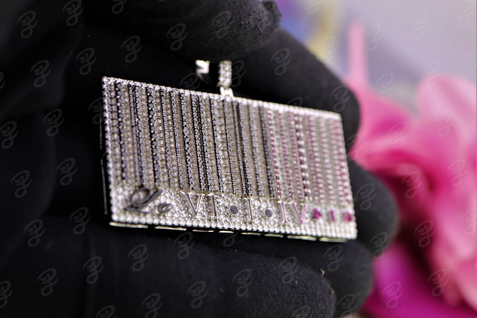 2.0 Company Bar-code Pendant With Color Stone Custom | Etsy