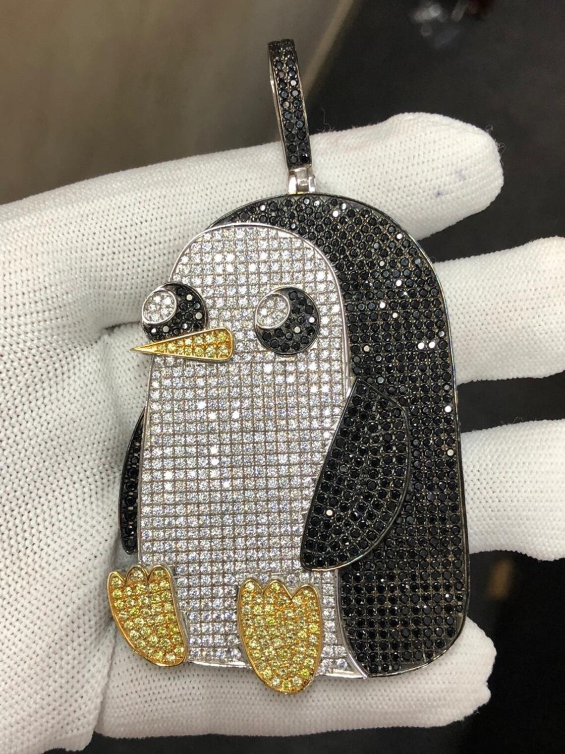 3 Penguin Custom Hip Hop Pendant With Color Stones | Etsy