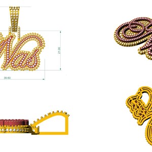 NAS Any Stylish Letter Fully Iced Out Two Tone Hip Hop Pendant ...