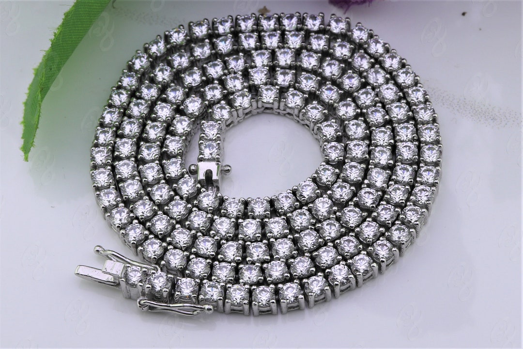 2.5mm-8.0 Mm Tennis Chain,14kt Gold Finish Round CZ Diamond Choker ...