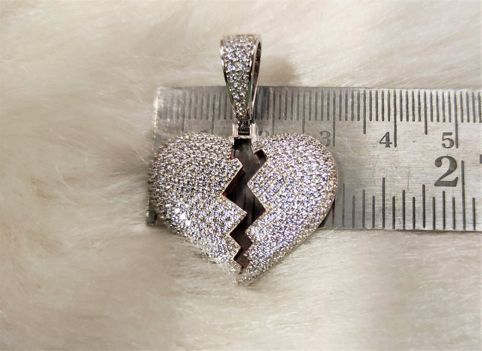 Hip Hop Iced Out Broken Heart Pendant 925 Silver Christmas Etsy