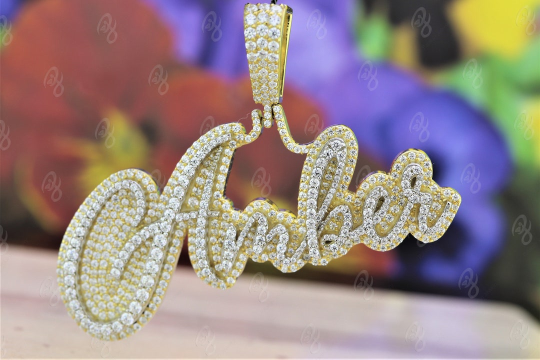 Personalized Name Iced Out Custom Hip Hop Pendant Two Tone - Etsy