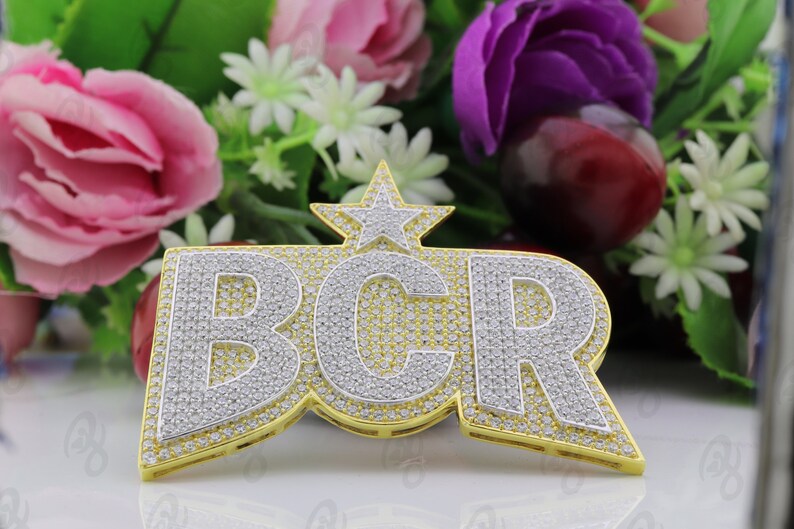 2.5 Dual Tone Star Bail Hip Hop Custom Iced Out Silver - Etsy