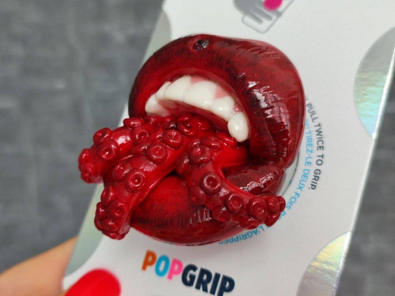 Dark Red Lips Popsocket Realistic Mouth Swarovski Crystals - Etsy