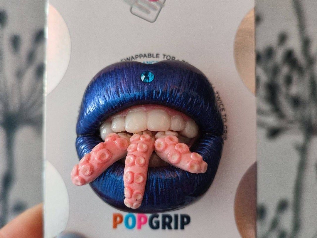Indigo Lips Pop Socket Realistic Dark Blue Mouth Pink Octopus - Etsy