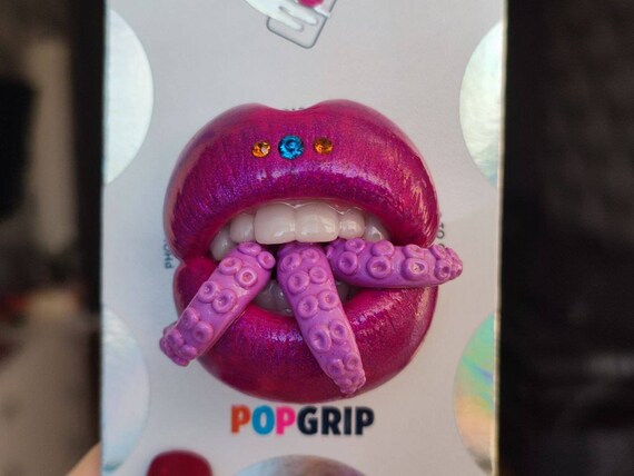 Purple Lips Pop Socket Realistic Mouth Violet Octopus - Etsy