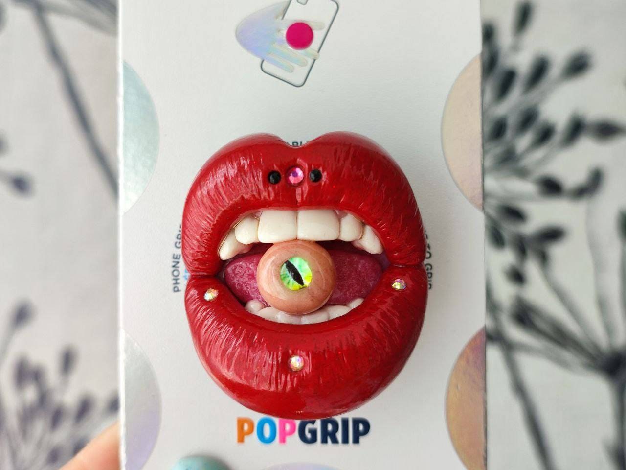 Pop Socket Mouth Realistic Lips Tongue Reptile Eye Swarovski - Etsy