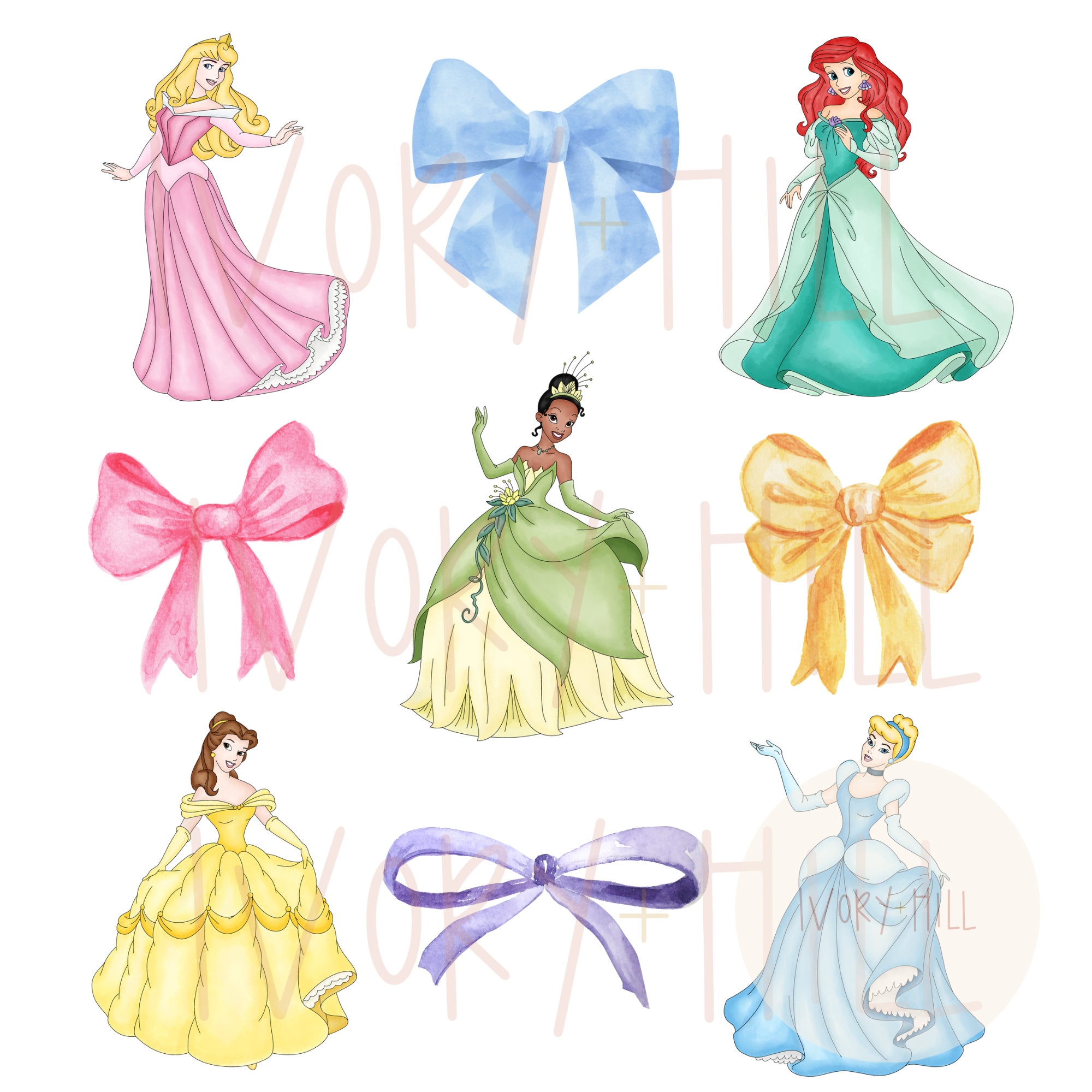 Princess Multi Bows Coquette PNG, Digital Designs and Clipart for ...