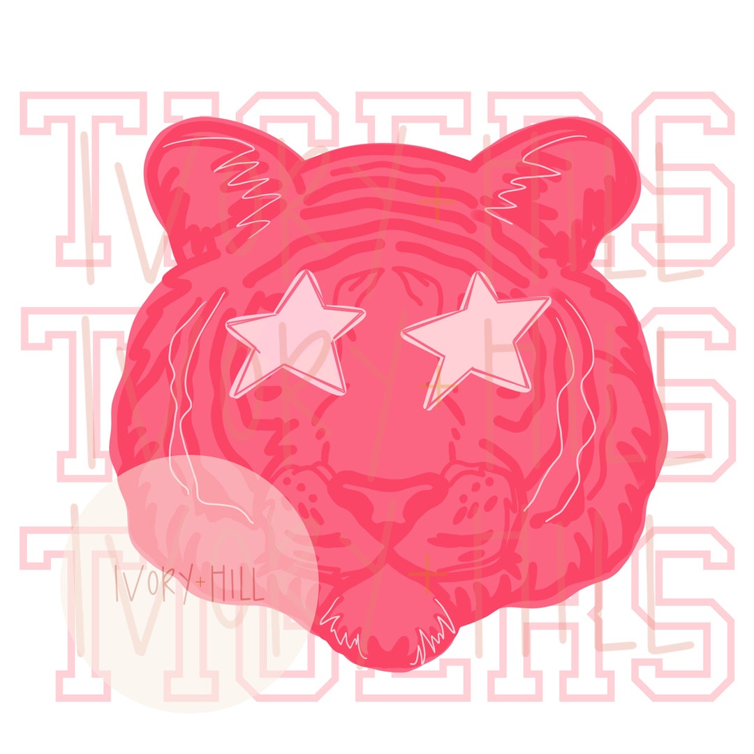 Pink Tiger Head - Digital Design, Digital Download, PNG, Clipart for ...