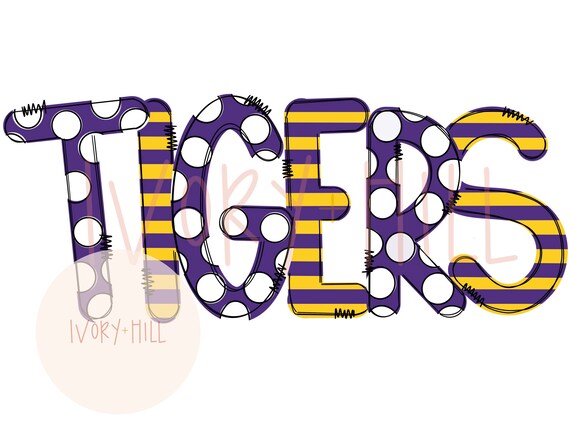 Tigers Purple and Yellow Digital Designs Digital Downloads - Etsy