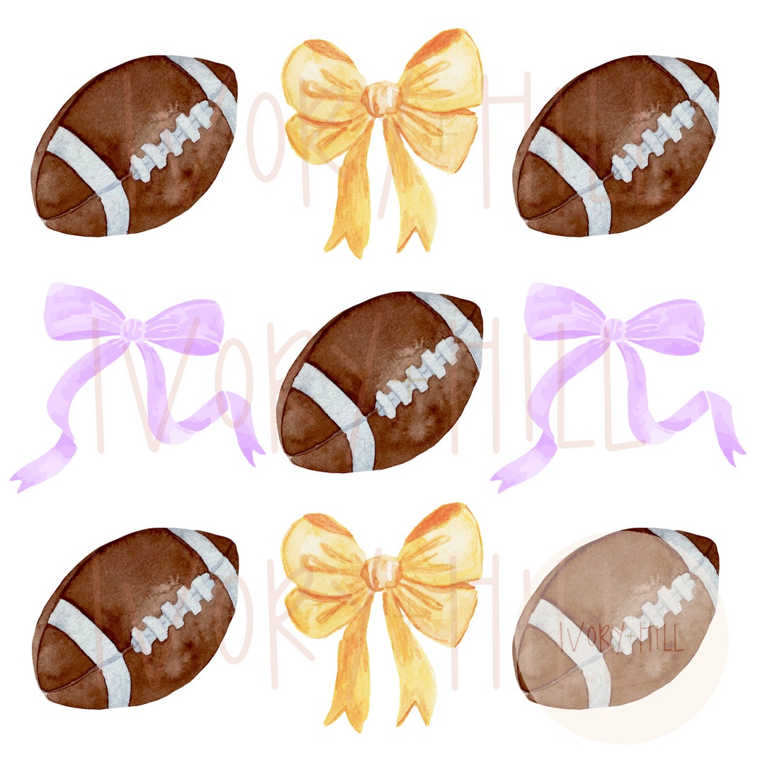 Purple and Yellow Football Coquette Bows, Digital Designs for ...