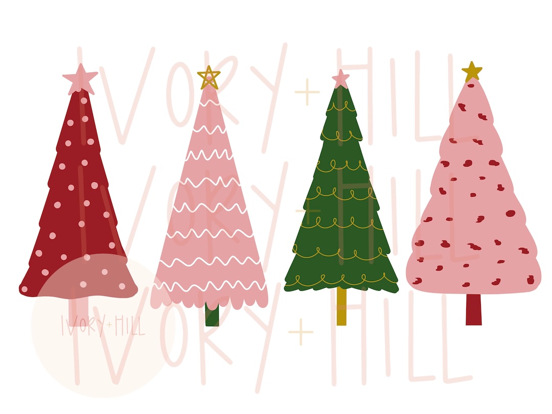 Pink Christmas Tree - Digital Design, Digital Download, PNG, Clipart ...