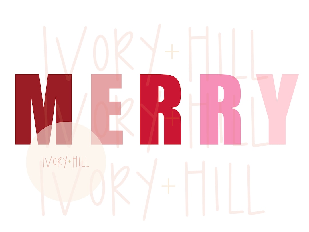MERRY Pink Christmas - Digital Design, Digital Download, PNG, Clipart ...