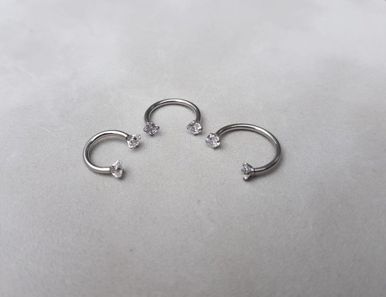 Curved Septum Bar 3mm Crystal Zirconia 16g Horseshoe, Helix & Cartilage ...