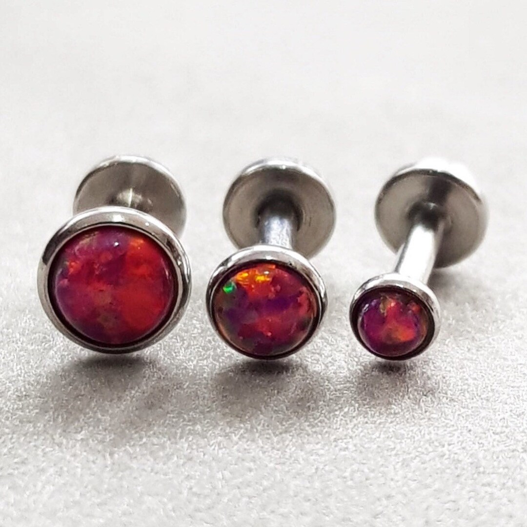 ALLURE Pink 16g Opal Set Labret Bars for Cartilage/tragus Bar/forward ...