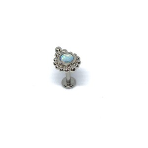 TRIBAL 16g Labret Earring Opal Beaded Cluster Opal Flat Back/cartilage ...