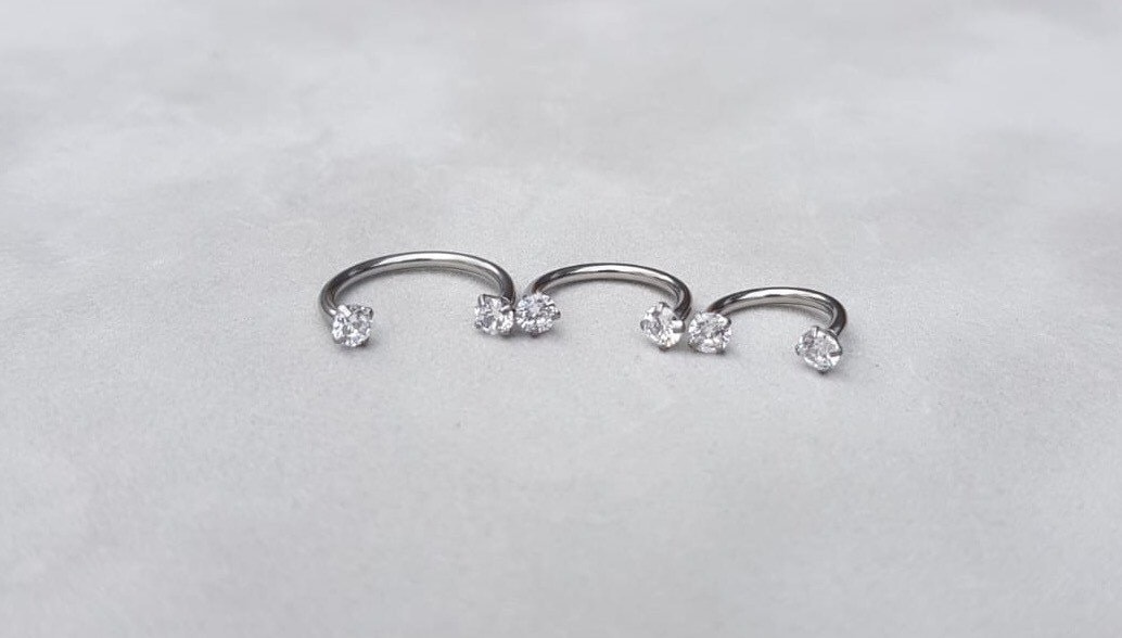 Curved Septum Bar 3mm Crystal Zirconia 16g Horseshoe Helix & - Etsy UK