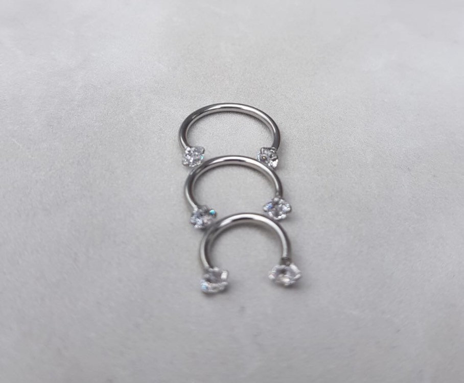 Curved Septum Bar 3mm Crystal Zirconia 16g Horseshoe Helix & - Etsy UK