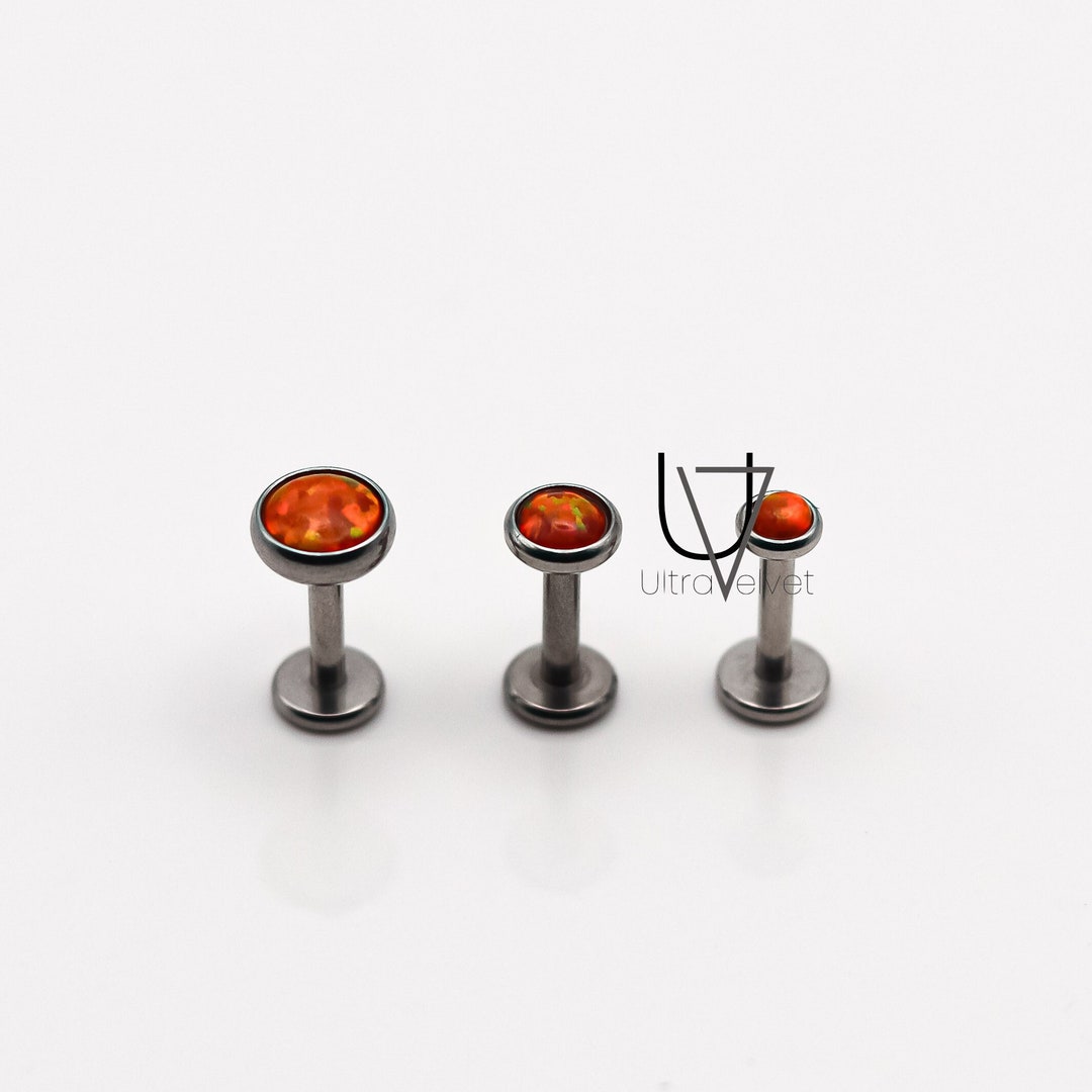 SUNSET Orange Opal Set Labret 16g for Cartilage Earring/tragus Bar ...