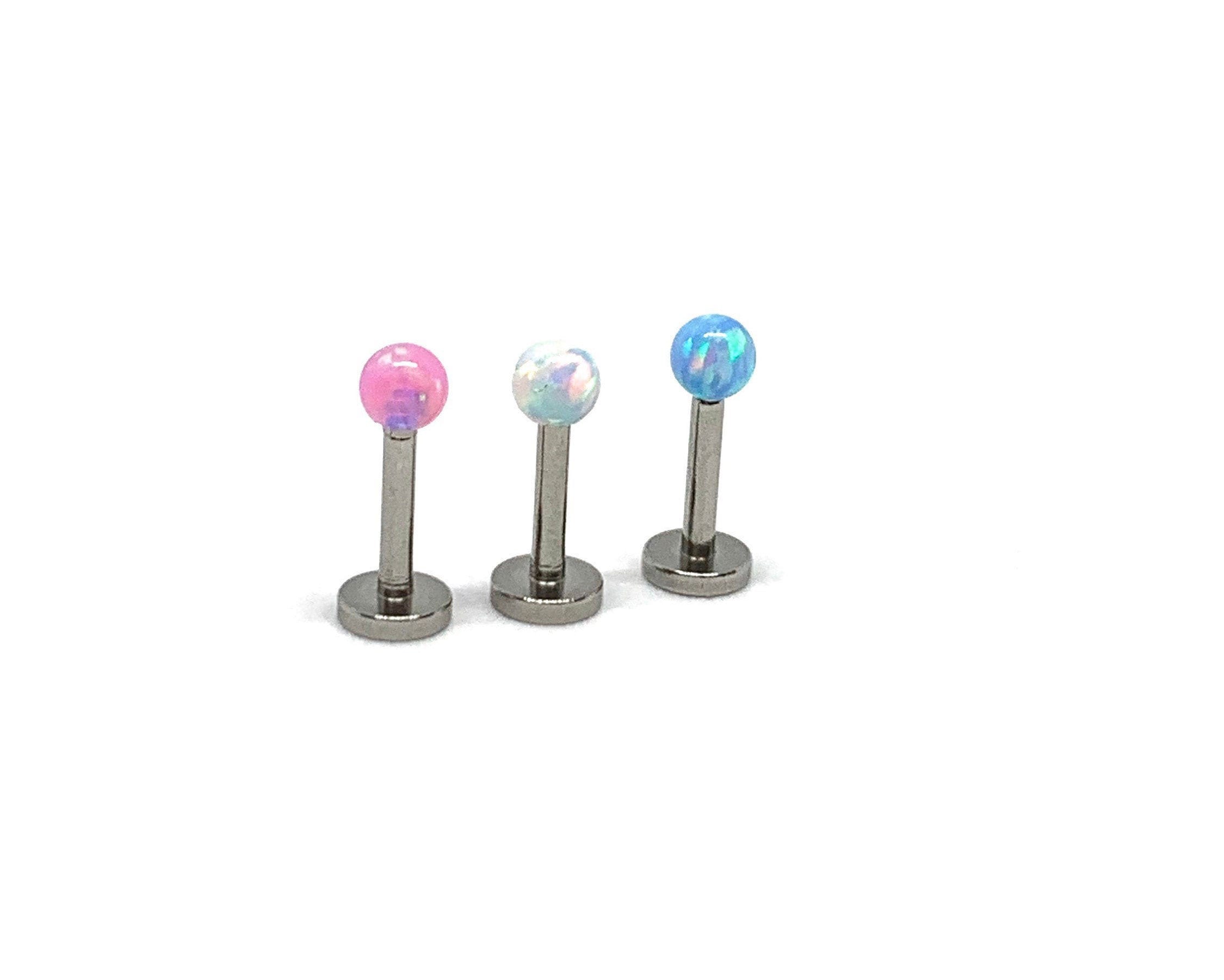 Set of 3 Ball Opal labrets 16g for Cartilage/Tragus | Etsy