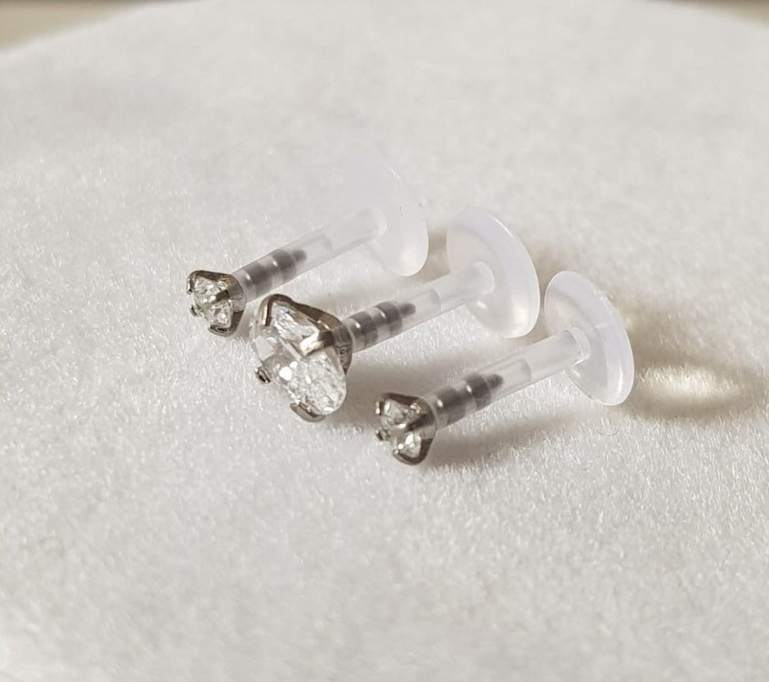 ELLIPSE Crystal Prong Set 16g Bioflex Labret Bars for Cartilage/tragus ...