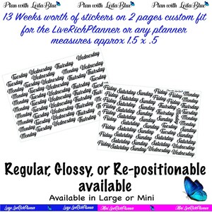 Weekly Stickers 13 Week Total Days of the Week - Etsy