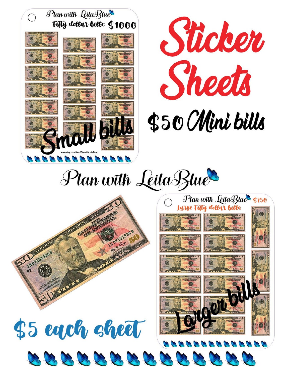 Mini Cash Stickers - Etsy
