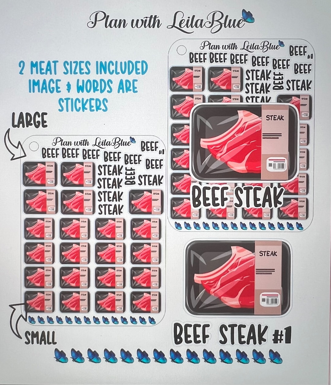 Beef Packaged Meat Sticker Sheets - Etsy