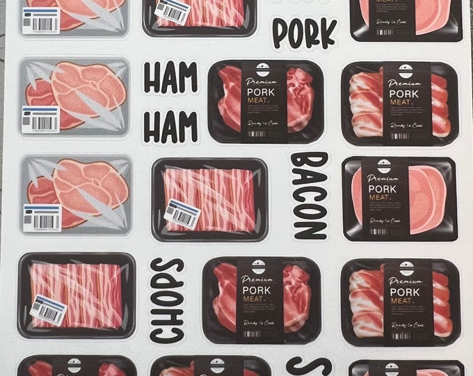 Pork Packaged Meat Sticker Sheets - Etsy