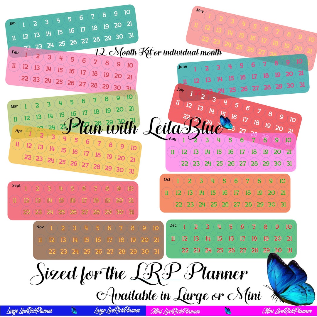 Live Rich Planner Calendar Numbers - Etsy