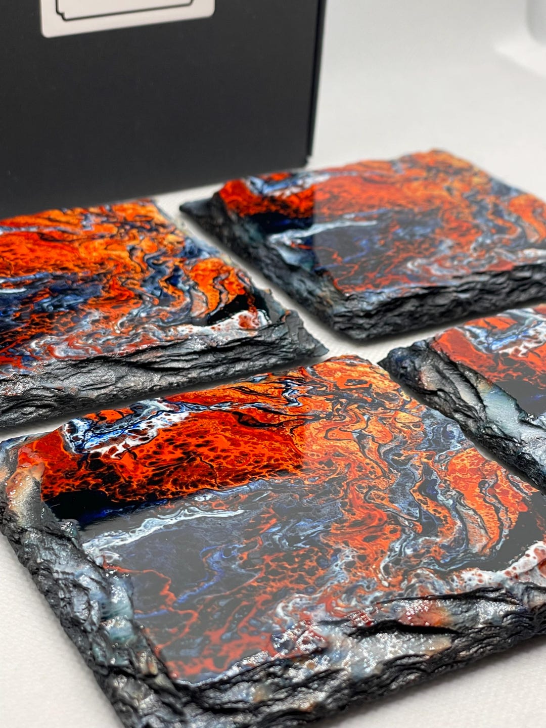 Slate Coasters, Set of 4, Featuring Unique Fluid Art Work by Felicity ...