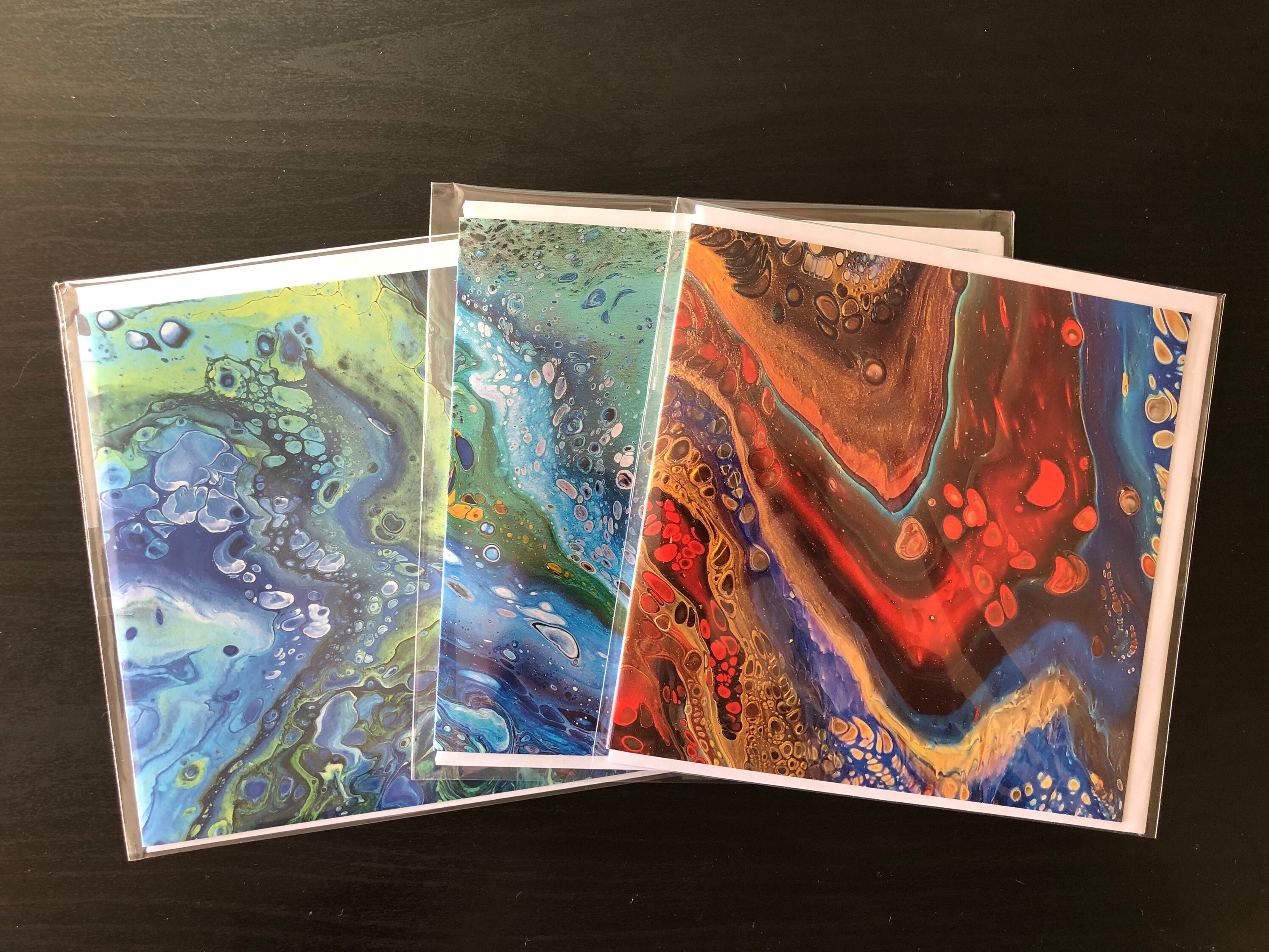 Acrylic Pour Greetings Cards the galaxy Pour Collection. - Etsy
