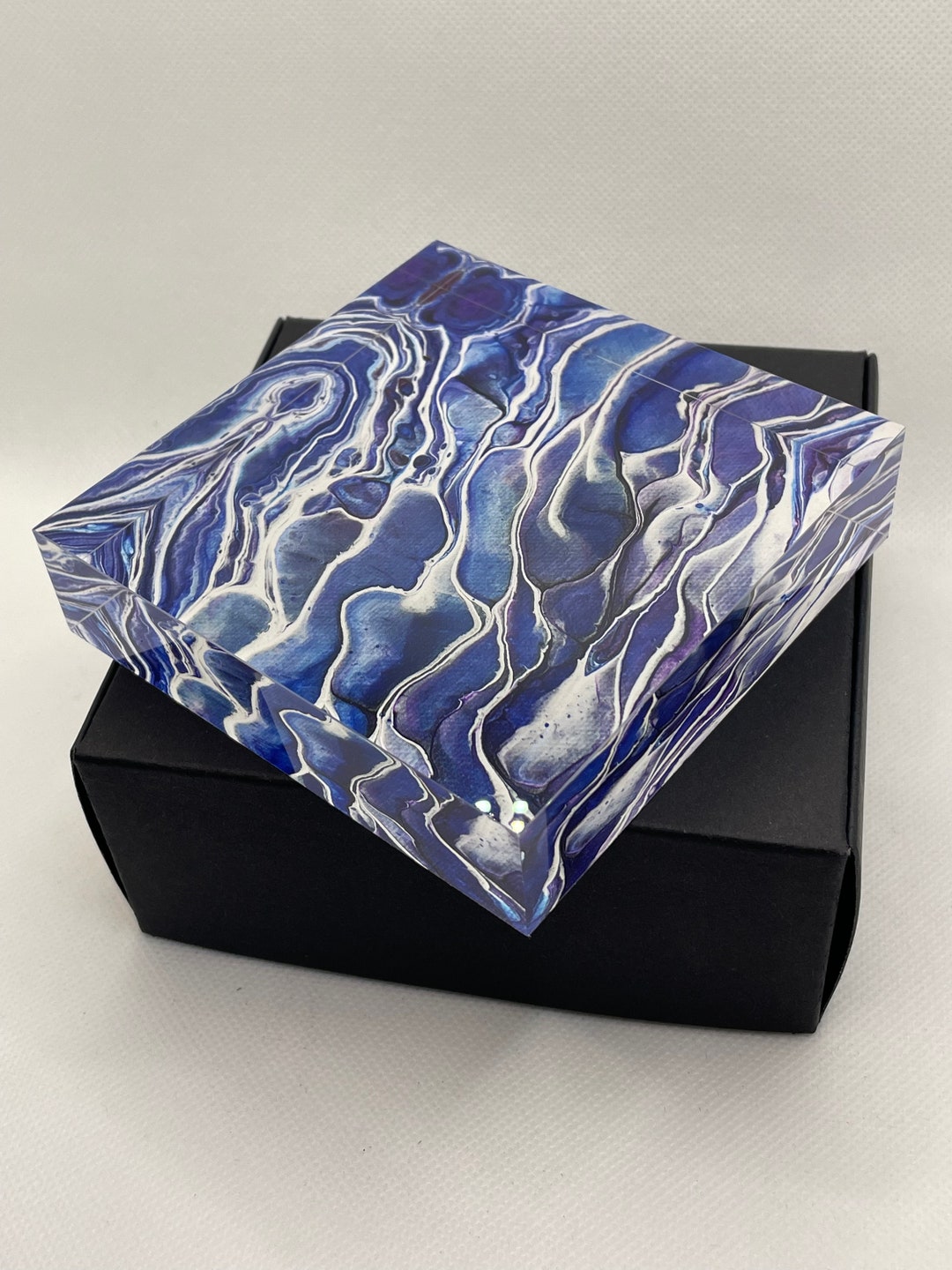 Paperweight, Acrylic Block With Unique Acrylic Pour, Fluid Art Print by ...
