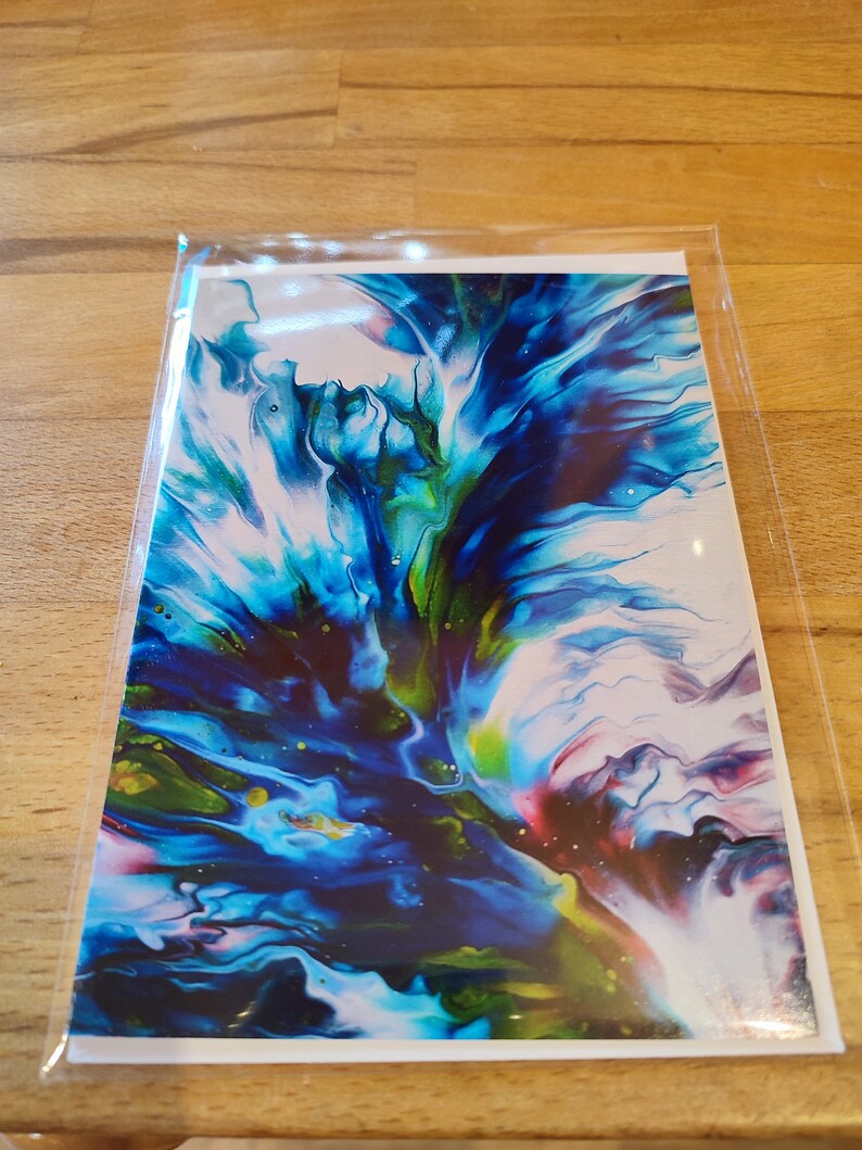 Greetings Cards, Acrylic Pour, Fluid Art, Variety Pack of 5, Limited ...