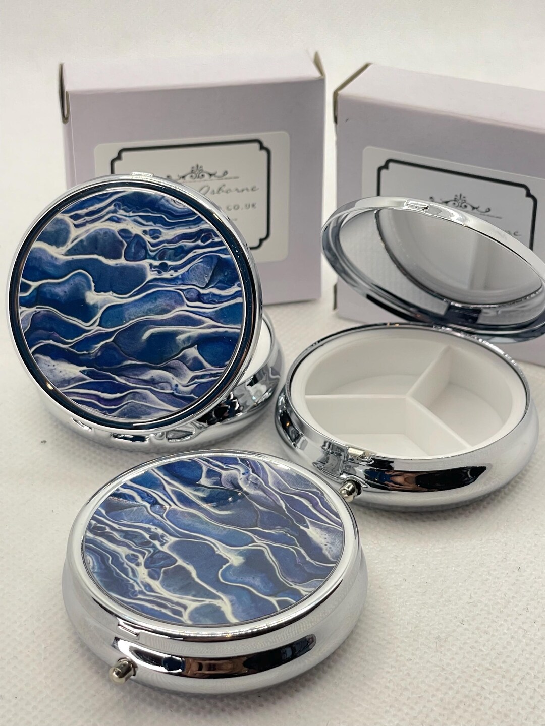 Pillbox Round Mirrored With Pill Compartment. Featuring Gorgeous Unique ...