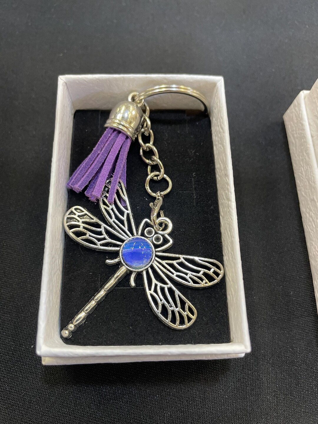 Fluid Art Dragonfly Keyring: Silver Finish Bag Charm, Gift Boxed - Etsy