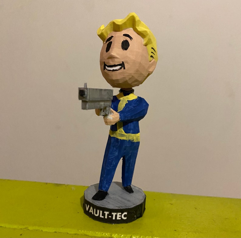 Fallout Vault Boy Bobblehead 3D Printed, Paint It Yourself - Etsy