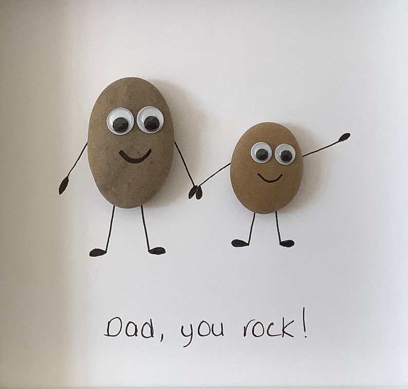 Dad You Rock Framed Pebble Picture Dad Birthday Gift - Etsy