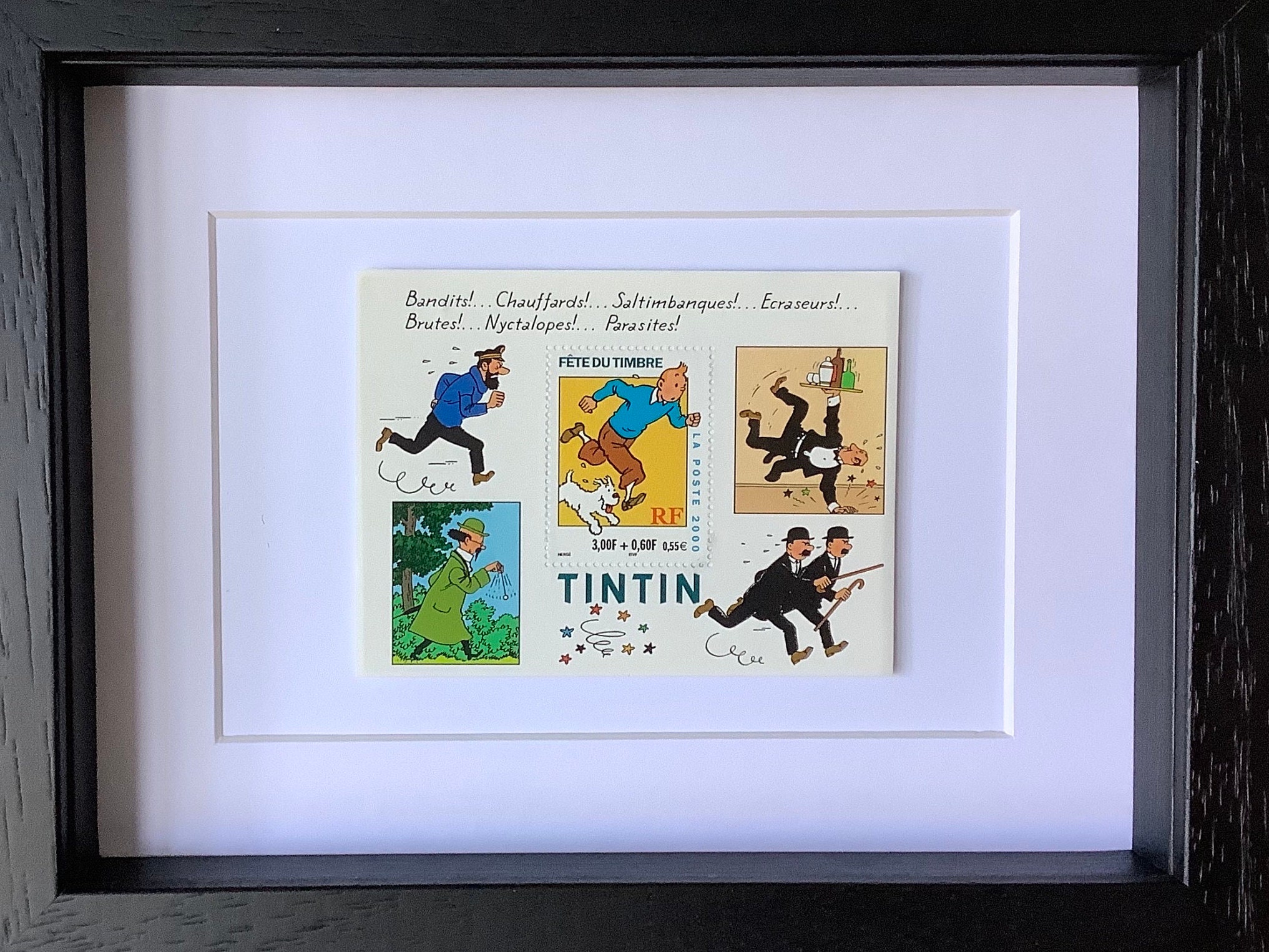 Tintin French Postage Stamp Sheet, Stamp Art, Tintin Fan Gift, Gifts for Him, Framed Stamps ...