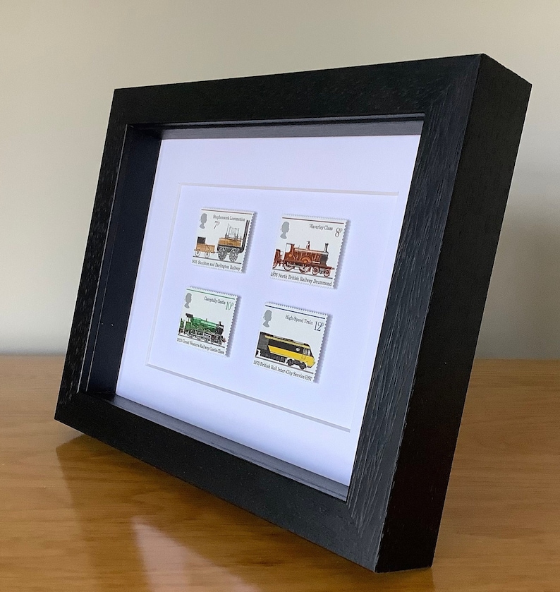 Railway Engine Royal Mail Stamps, Steam Train Gift, Framed Train Stamps ...