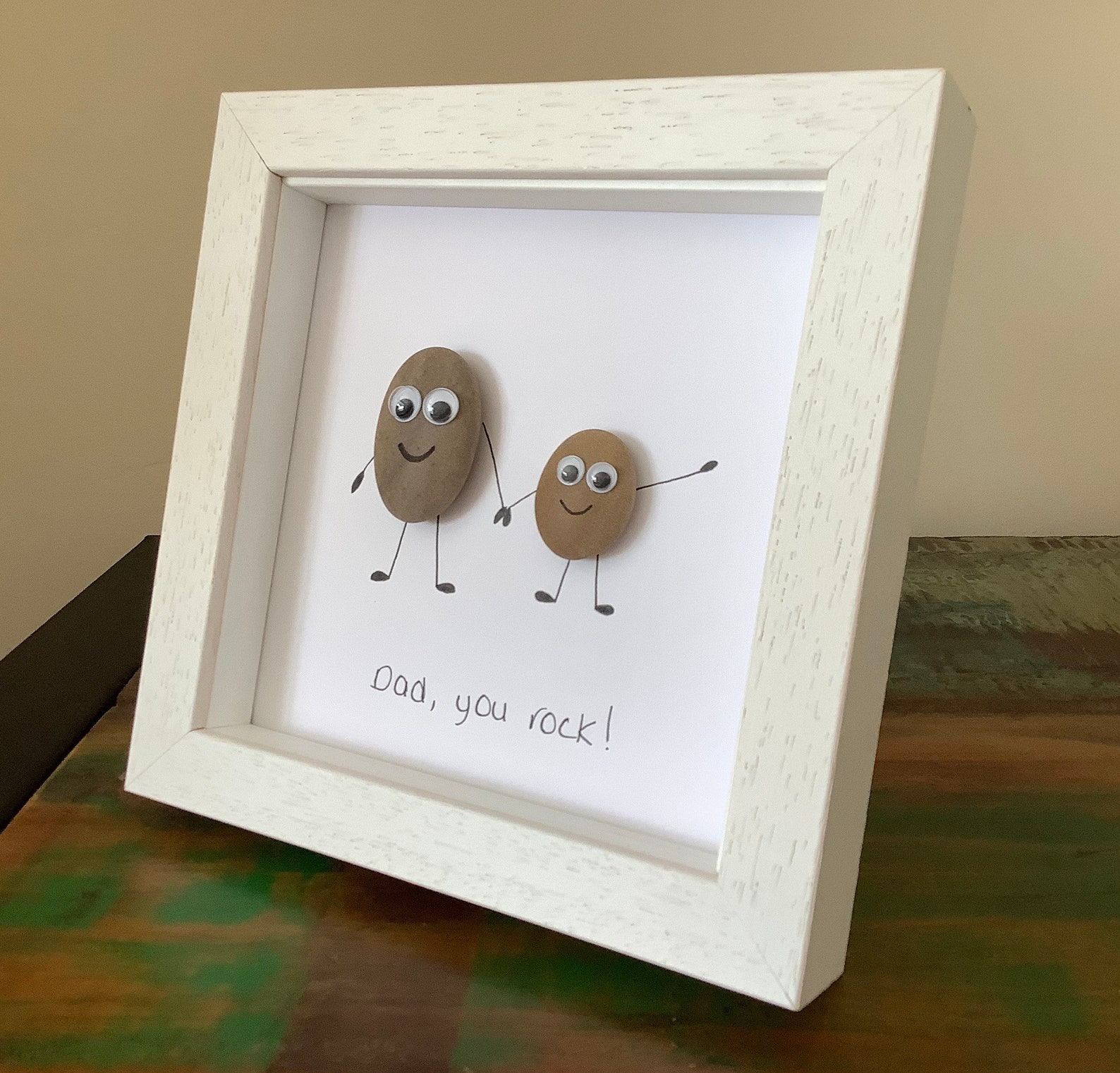 Dad You Rock Framed Pebble Picture Dad Birthday Gift - Etsy