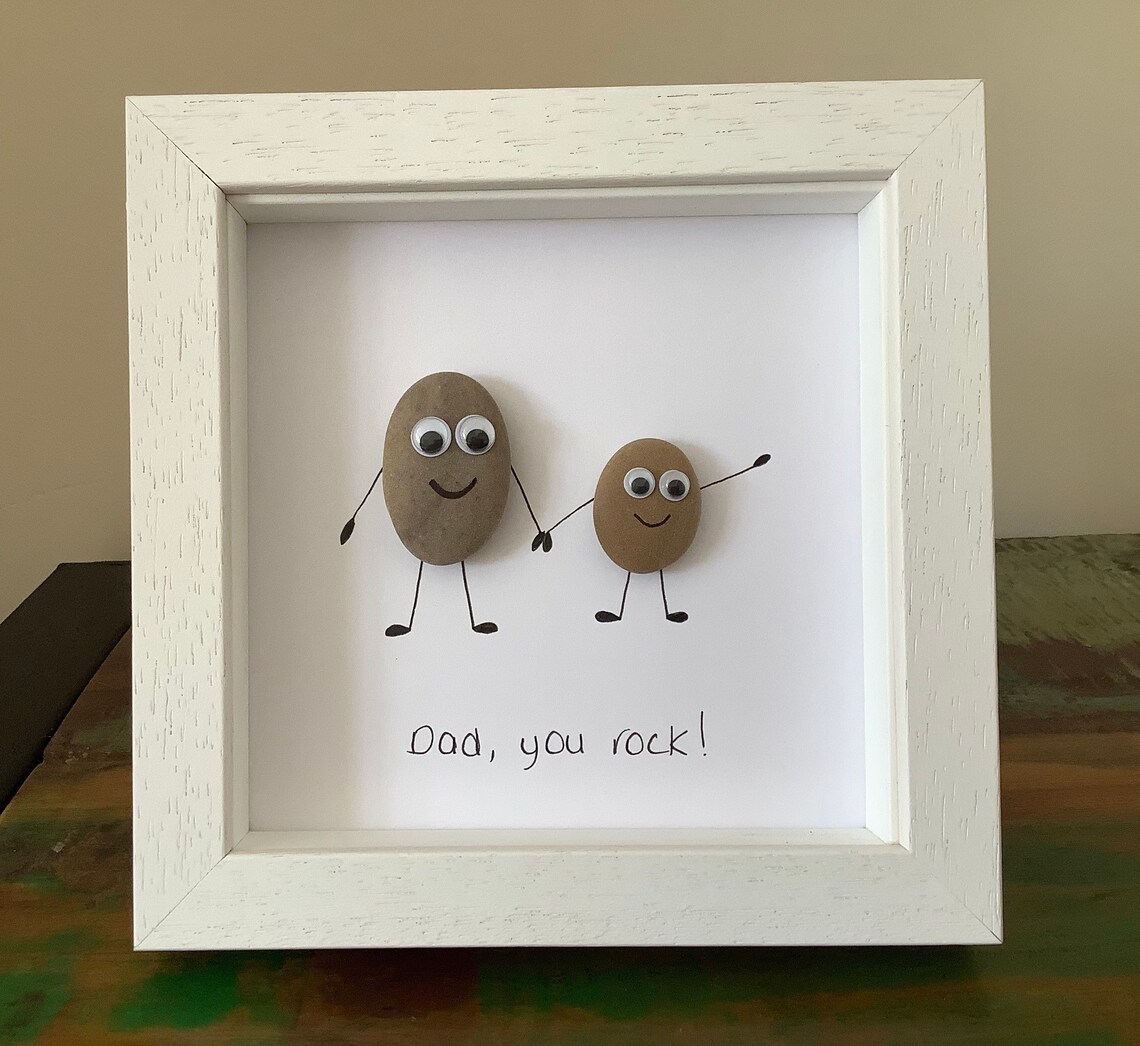 Dad You Rock Framed Pebble Picture Dad Birthday Gift - Etsy