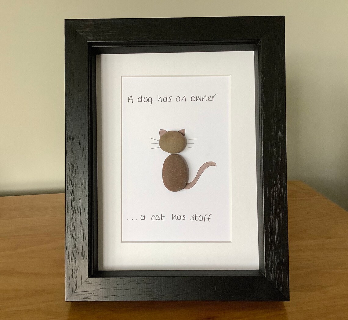 Cat Pebble Art Cat Lover Gift Animal Pebble Art Gifts for - Etsy